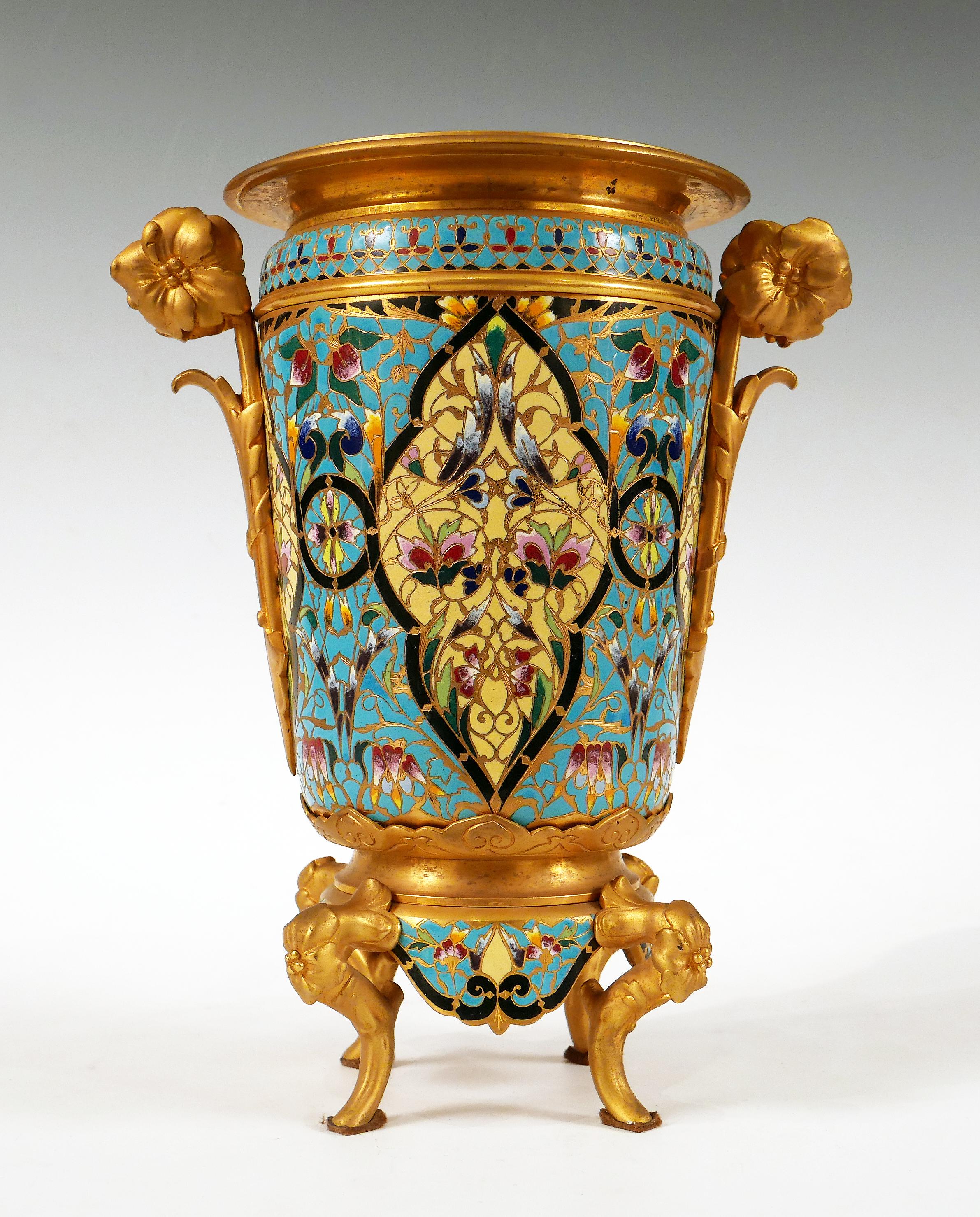 Elegant Enameled Cachepot Attr. to Maison A. Giroux, France, circa 1870 ...