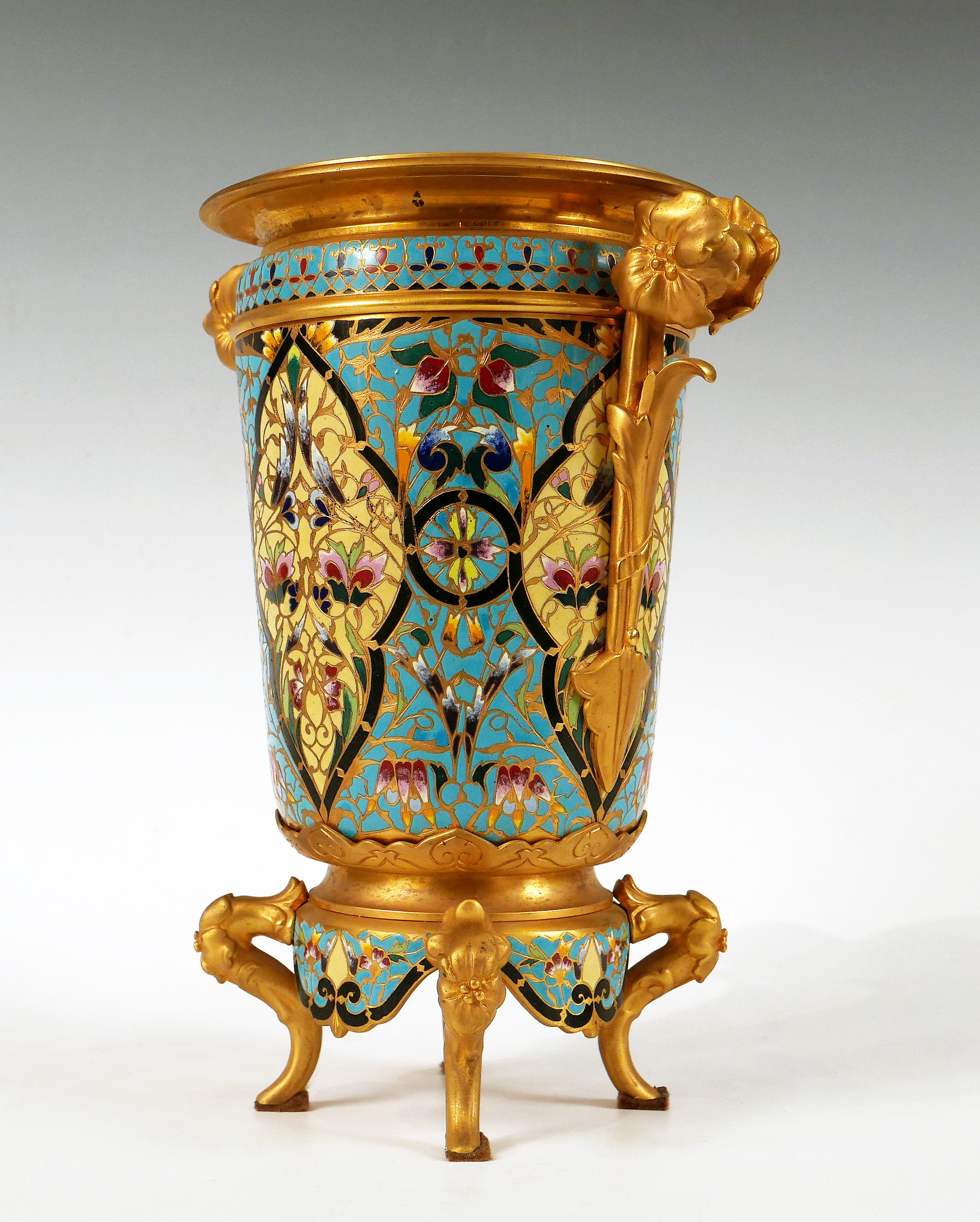 Elegant Enameled Cachepot Attr. to Maison A. Giroux, France, circa 1870 ...