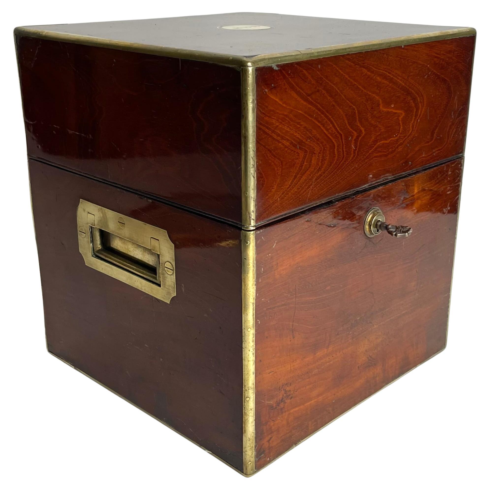 Charming Campaign Box in Camphor with hidden drawers from the 19th ...