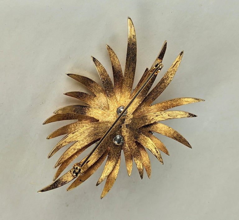 Elegant Faux Emerald and Diamond Plume Brooch For Sale at 1stDibs