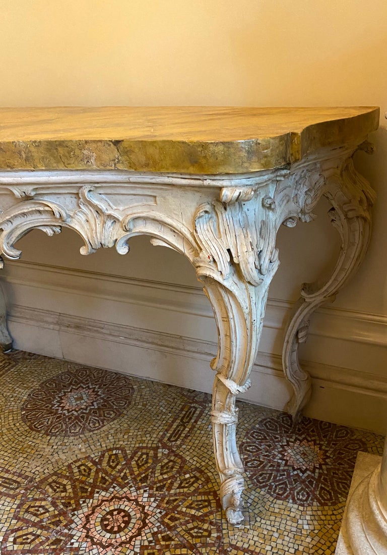 Elegant Fine Italian 18th Century White Painted Console Tables Roma ...