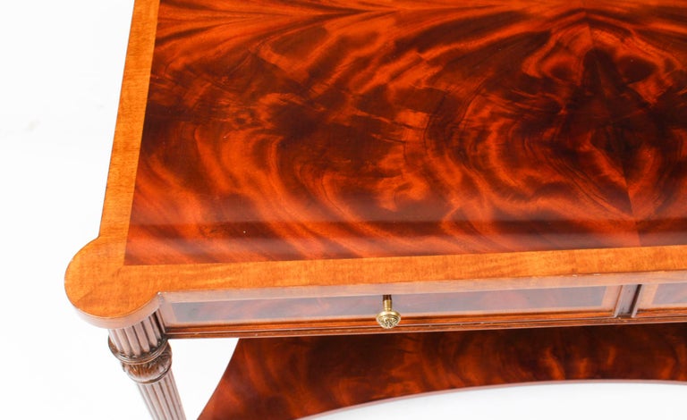 Flame Mahogany Coffee Table with Four Drawers, 20th Century at 1stDibs