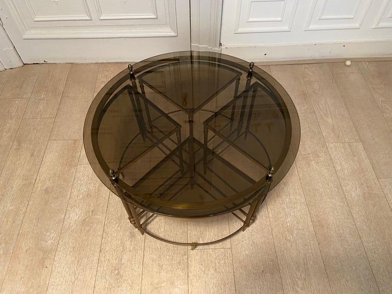 Elegant Fluted Brass Nesting Tables Attributed to Maison Jansen For ...