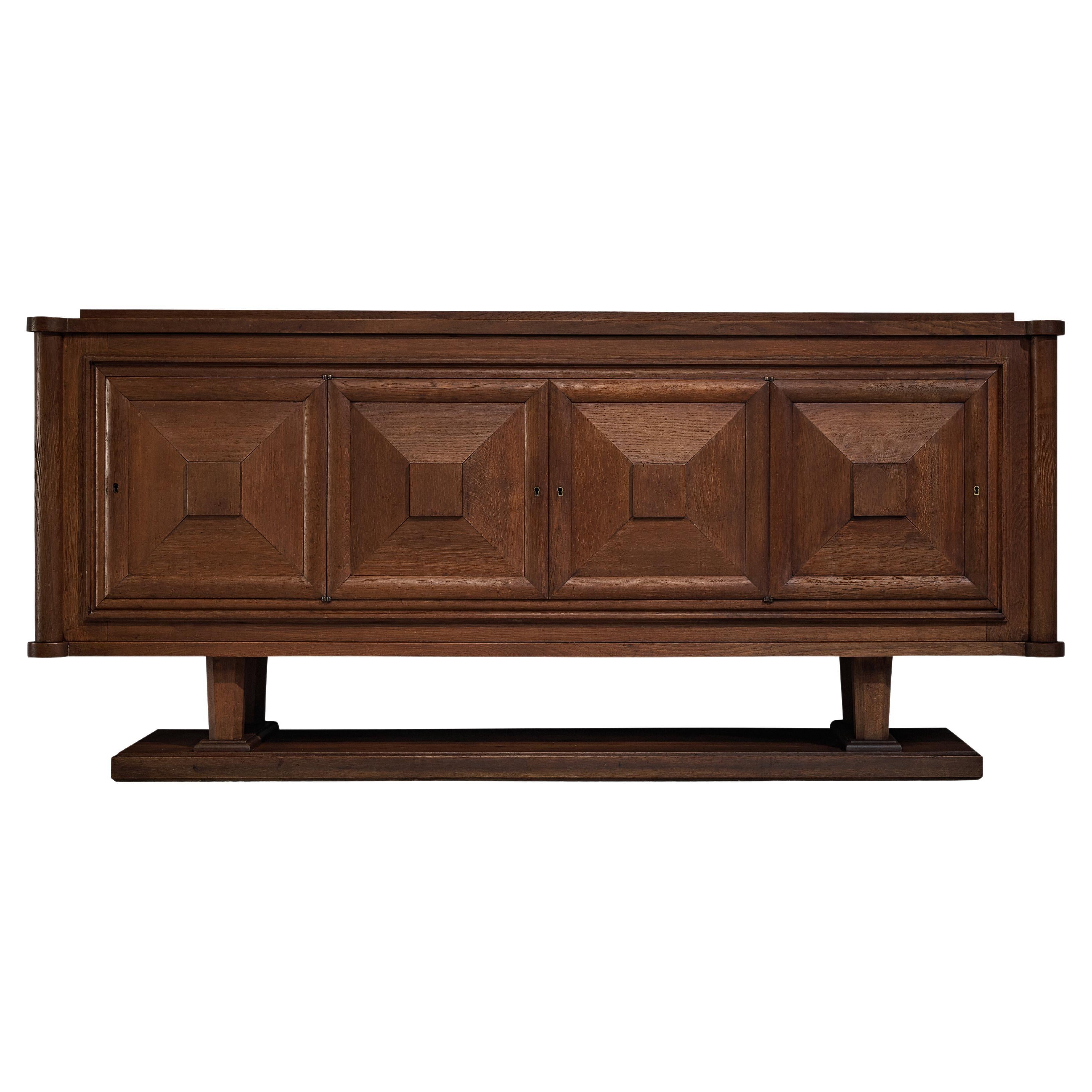Elegant French Art Deco Credenza in Oak For Sale at 1stDibs
