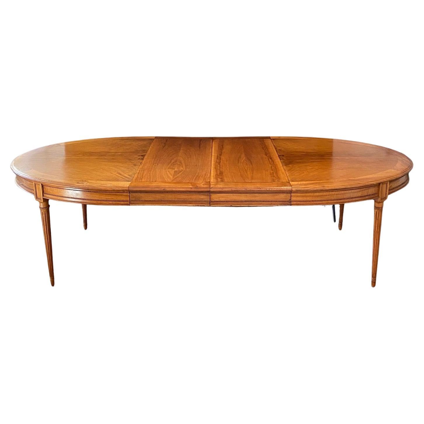 French Louis XVI Walnut Dining Table With 5 Leaves at 1stDibs