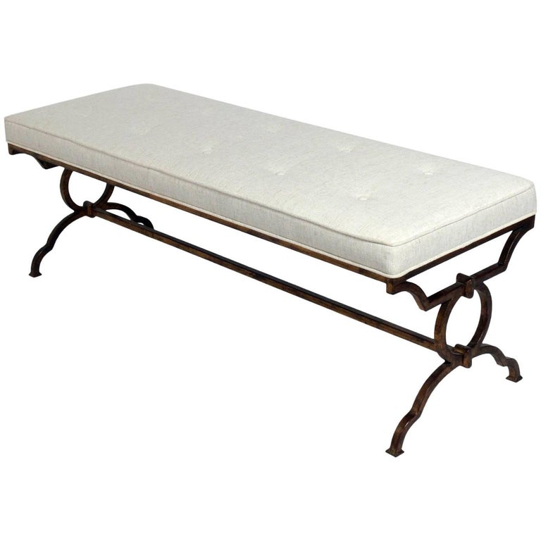 Elegant French Gilt Metal Bench at 1stDibs