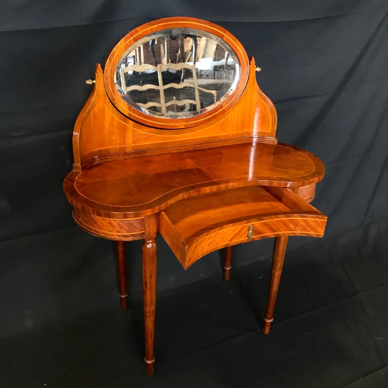 Elegant French Inlaid Walnut Dressing Table Vanity at 1stDibs