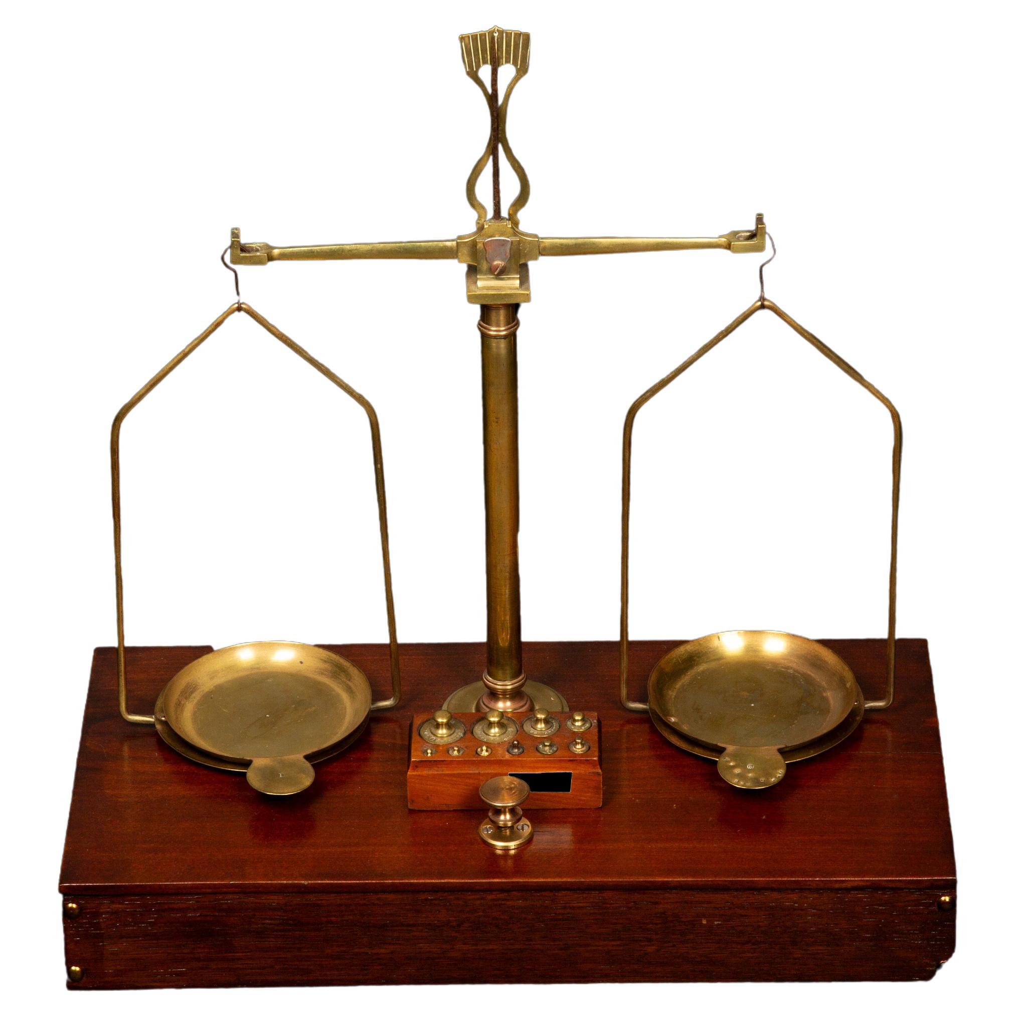 19th C. Elegant Antique Brass and Marble Balance Scale 37.5"H For Sale ...