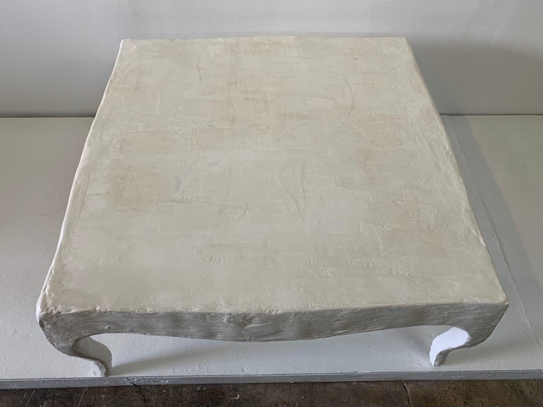 Elegant French Plaster Textured Cocktail Table with Cabriolet Legs, For ...