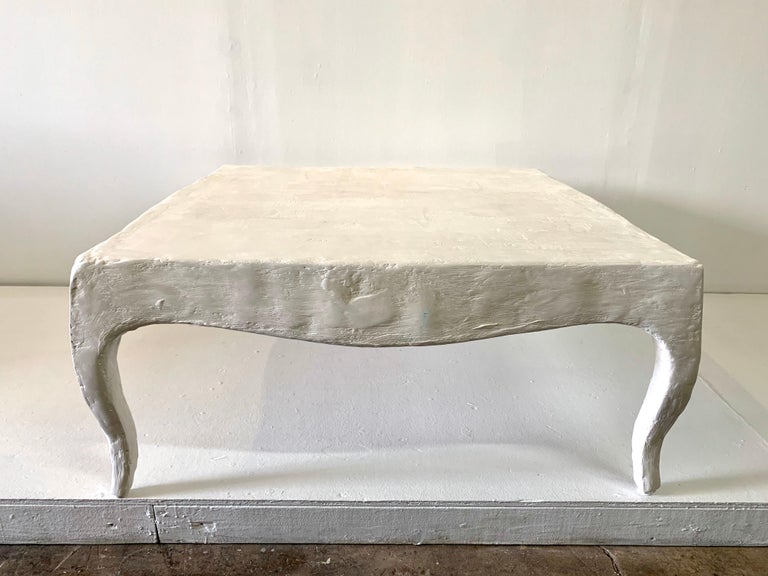 Elegant French Plaster Textured Cocktail Table with Cabriolet Legs, For ...