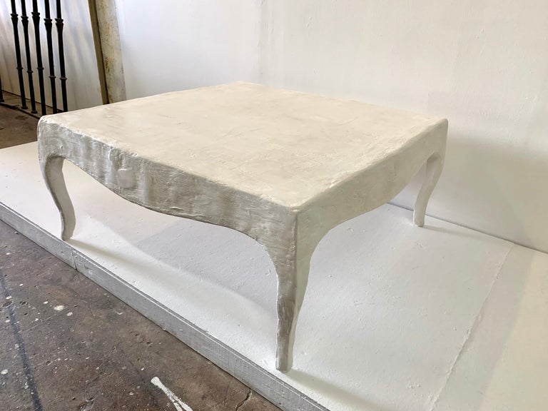 Elegant French Plaster Textured Cocktail Table with Cabriolet Legs, For ...