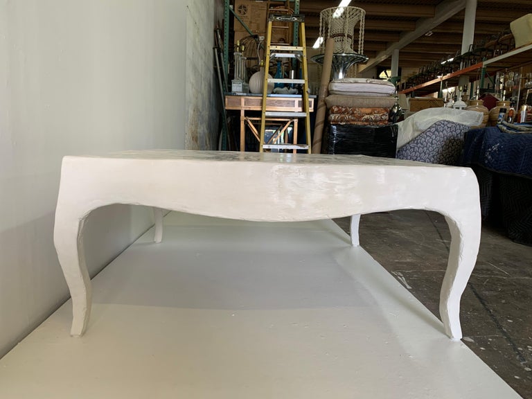 Elegant French Plaster Textured Cocktail Table with Cabriolet Legs, For ...