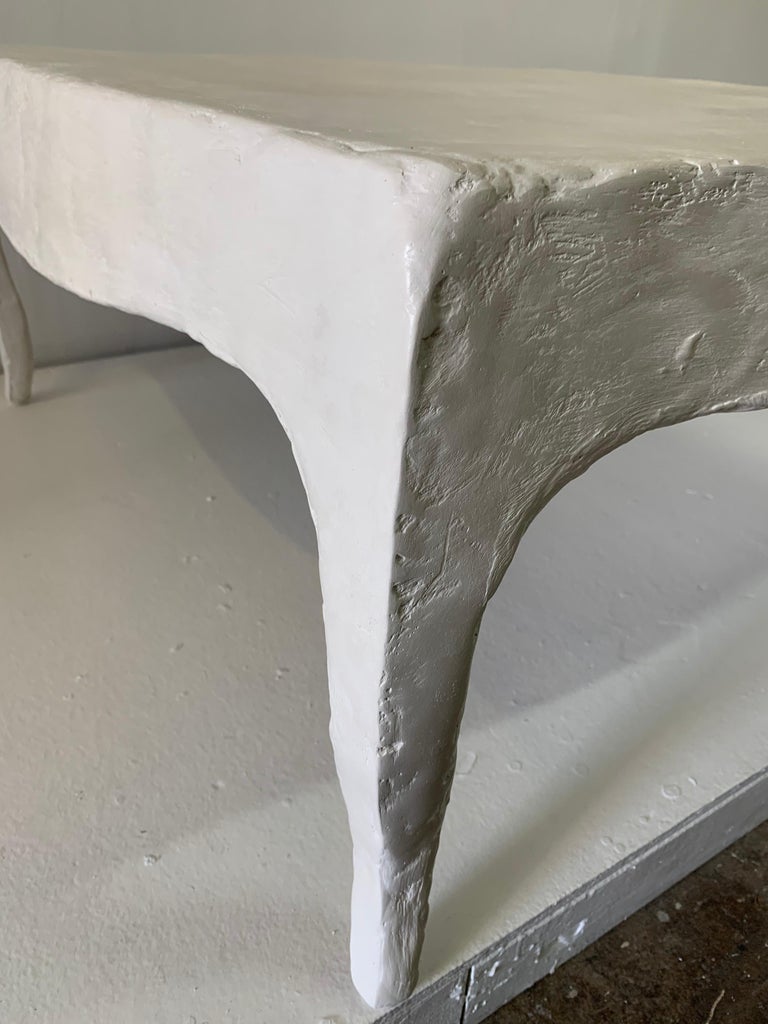 Elegant French Plaster Textured Cocktail Table with Cabriolet Legs, For ...