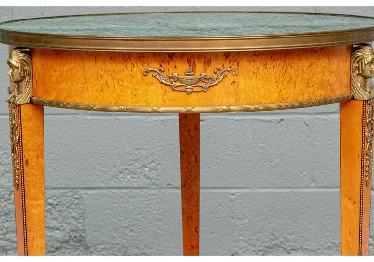 Elegant French Style Center Table with Bronze Figural Mounts For Sale ...