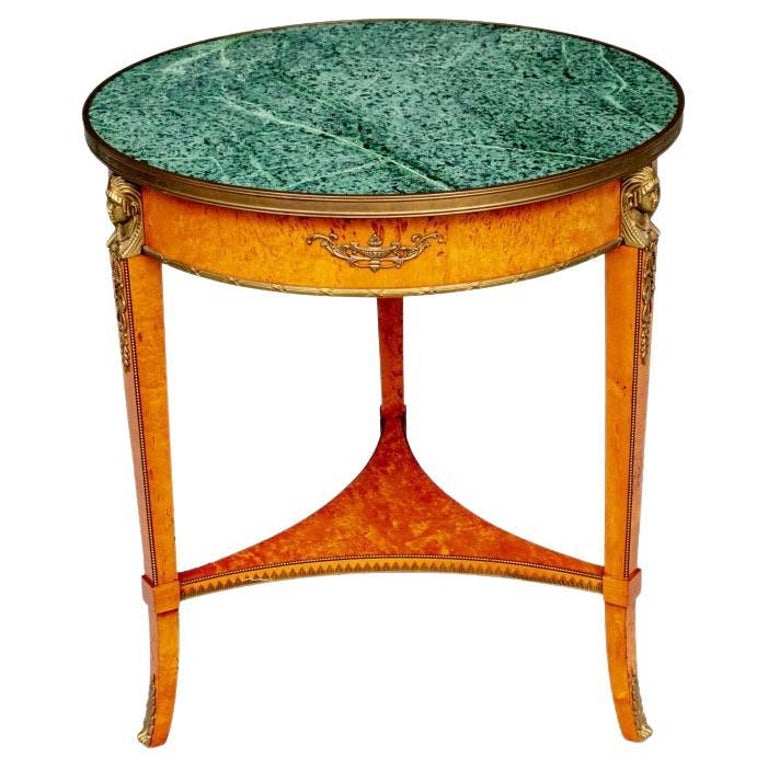 Elegant French Style Center Table with Bronze Figural Mounts For Sale ...