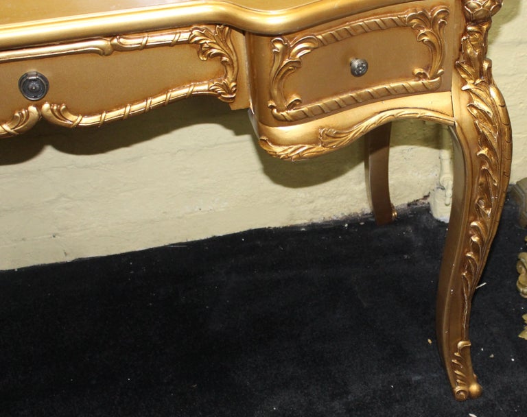 Elegant Gilt French Style Dressing Table with Mirror at 1stDibs