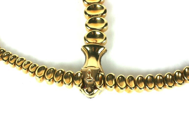 Elegant Gold and Diamond Snake Necklace at 1stDibs