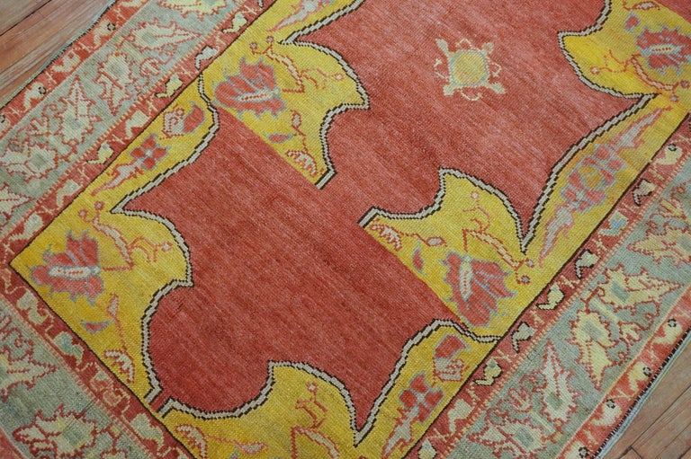 Elegant Gold Red Antique Turkish Rug For Sale at 1stDibs