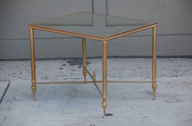 Elegant Gold Side Table with Antique Mirrored Glass For Sale at 1stDibs