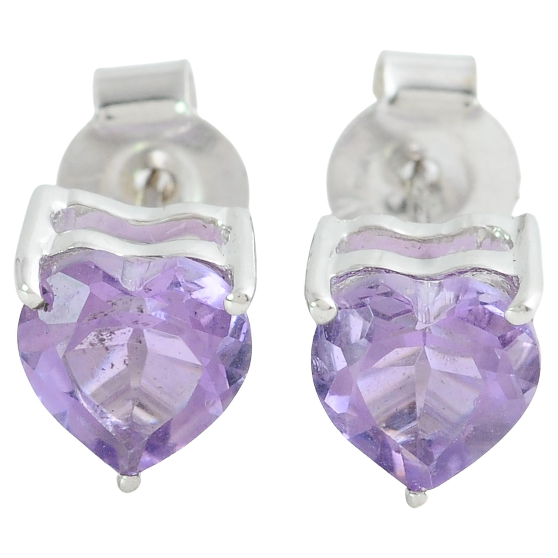 Make a Statement with Royal Purple Amethyst Stud Earrings in 14k White ...