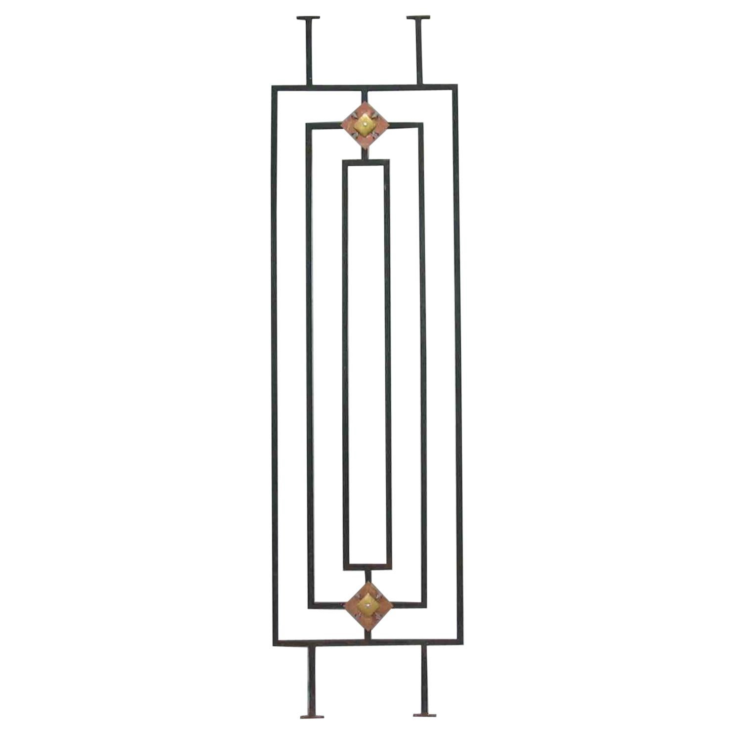 Elegant Iron Window Grill or Room Divider with Copper and Brass Accents ...