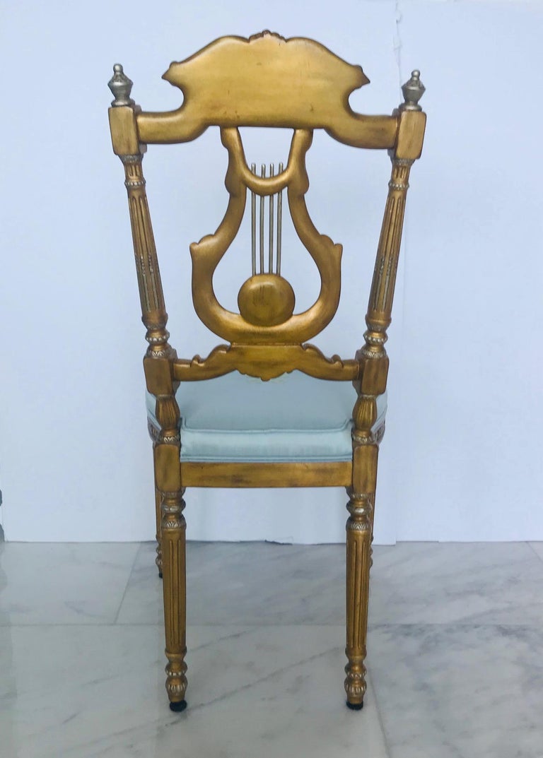 Elegant Italian Belle Époque Lyre Chair in Antique Gold Leaf at 1stDibs