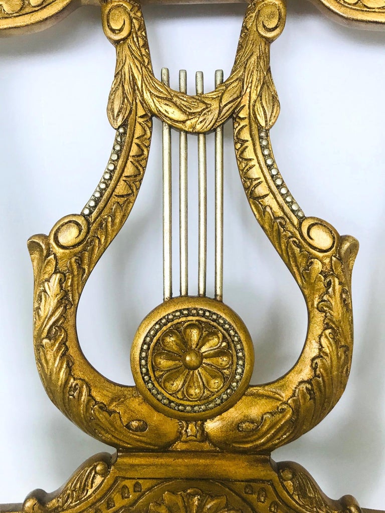 Elegant Italian Belle Époque Lyre Chair in Antique Gold Leaf at 1stDibs