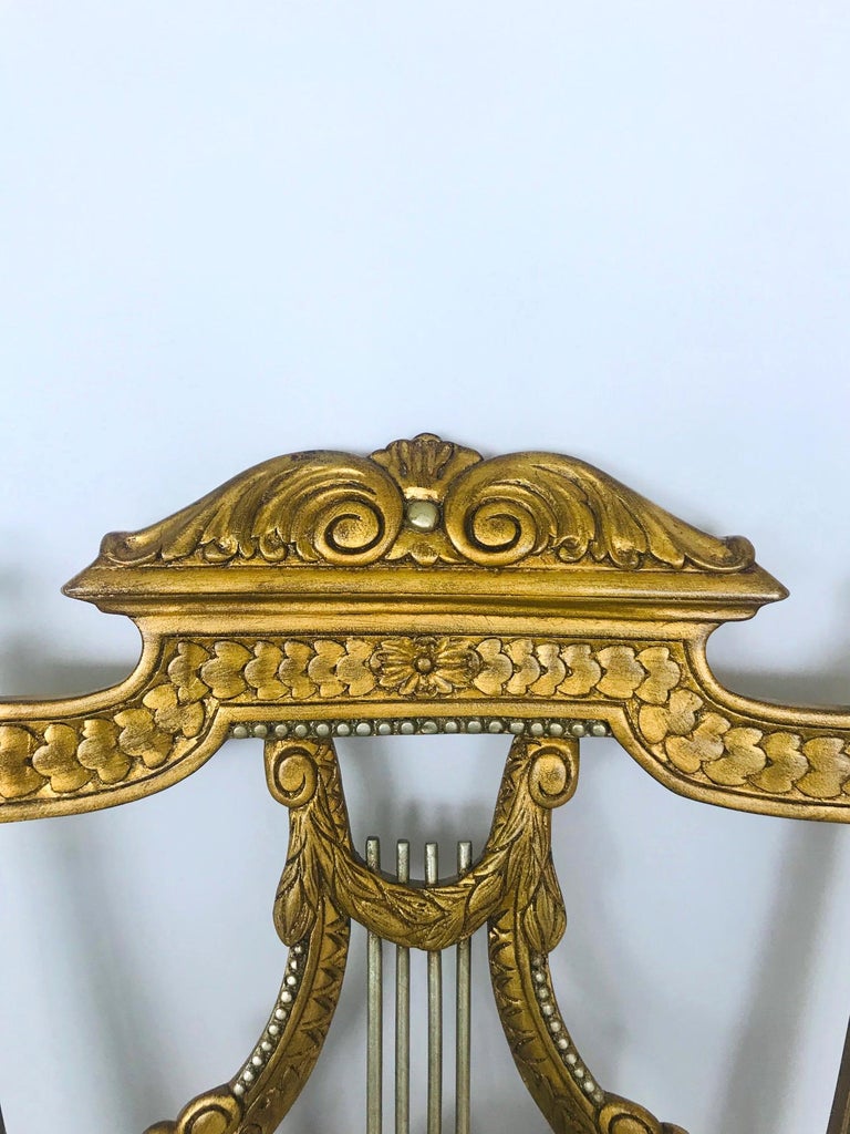 Elegant Italian Belle Époque Lyre Chair in Antique Gold Leaf at 1stDibs