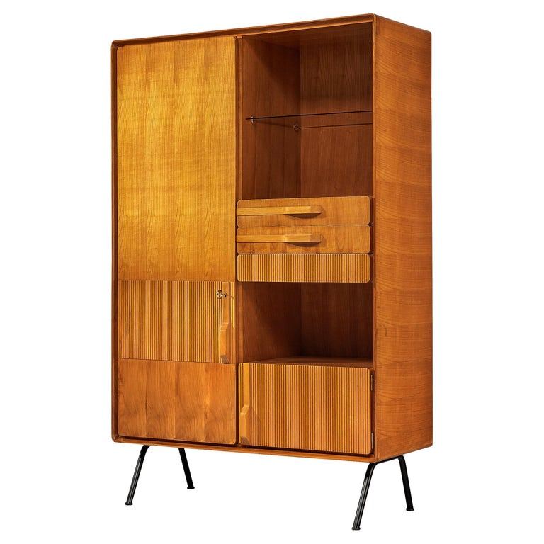 Elegant Italian Cabinet in Cherry and Brass at 1stDibs
