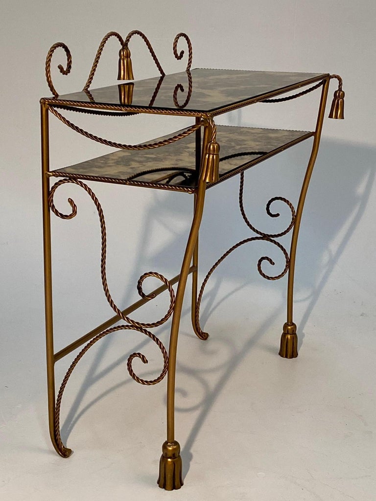 Elegant Italian Giltmetal Two-Tier Console Bar with Tassels For Sale at ...