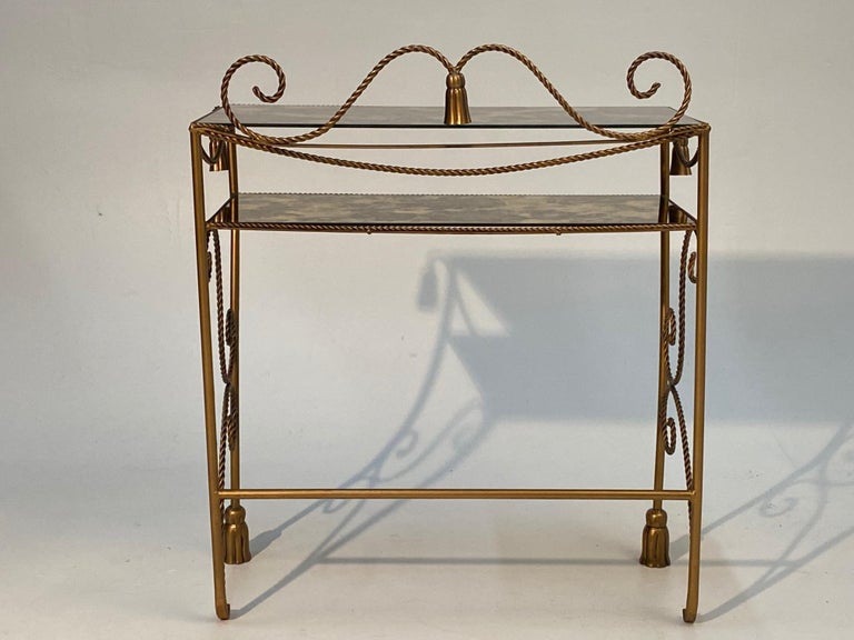 Elegant Italian Giltmetal Two-Tier Console Bar with Tassels For Sale at ...