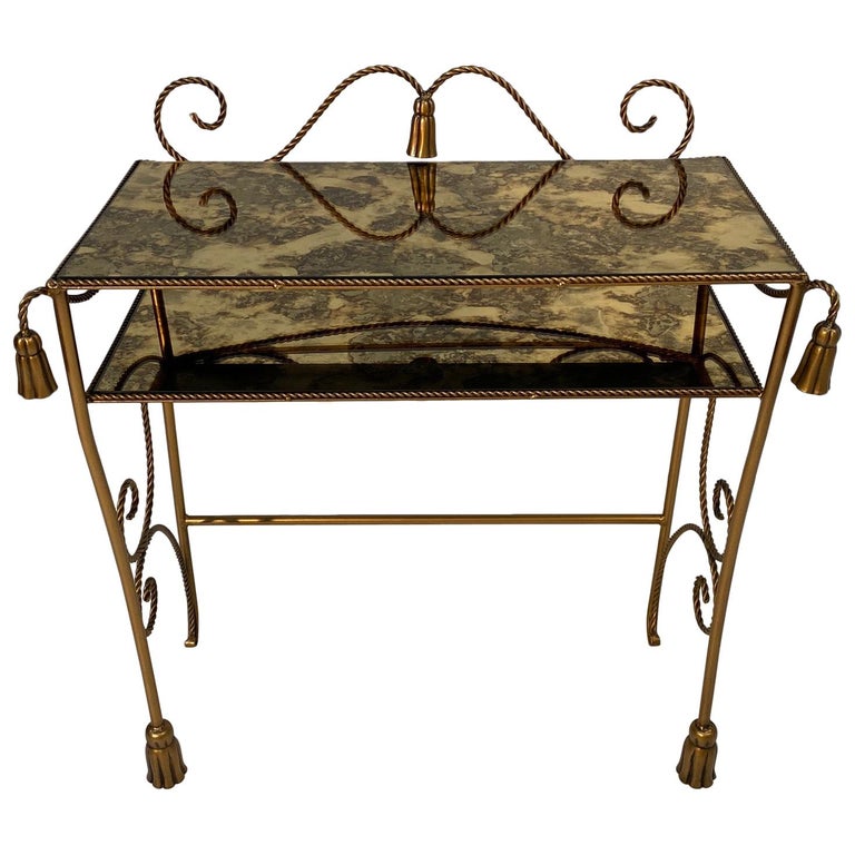 Elegant Italian Giltmetal Two-Tier Console Bar with Tassels For Sale at ...
