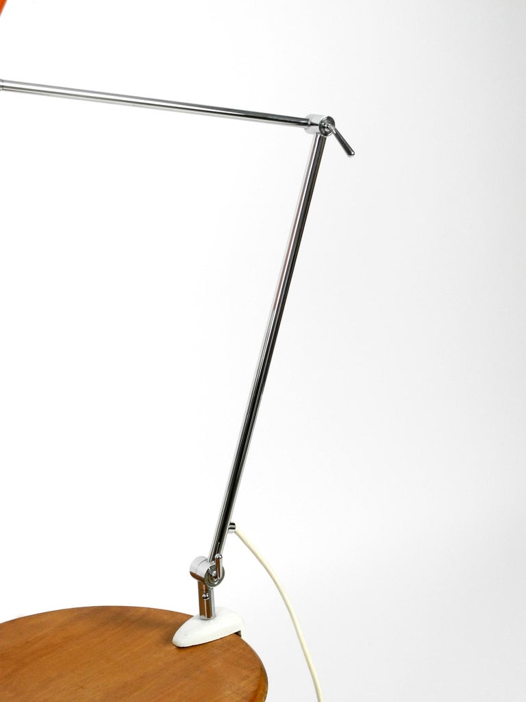 Elegant Italian Mid-Century Modern Brass Joint Clamp Lamp with Red Cone ...