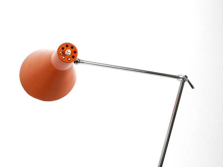 Elegant Italian Mid-Century Modern Brass Joint Clamp Lamp with Red Cone ...