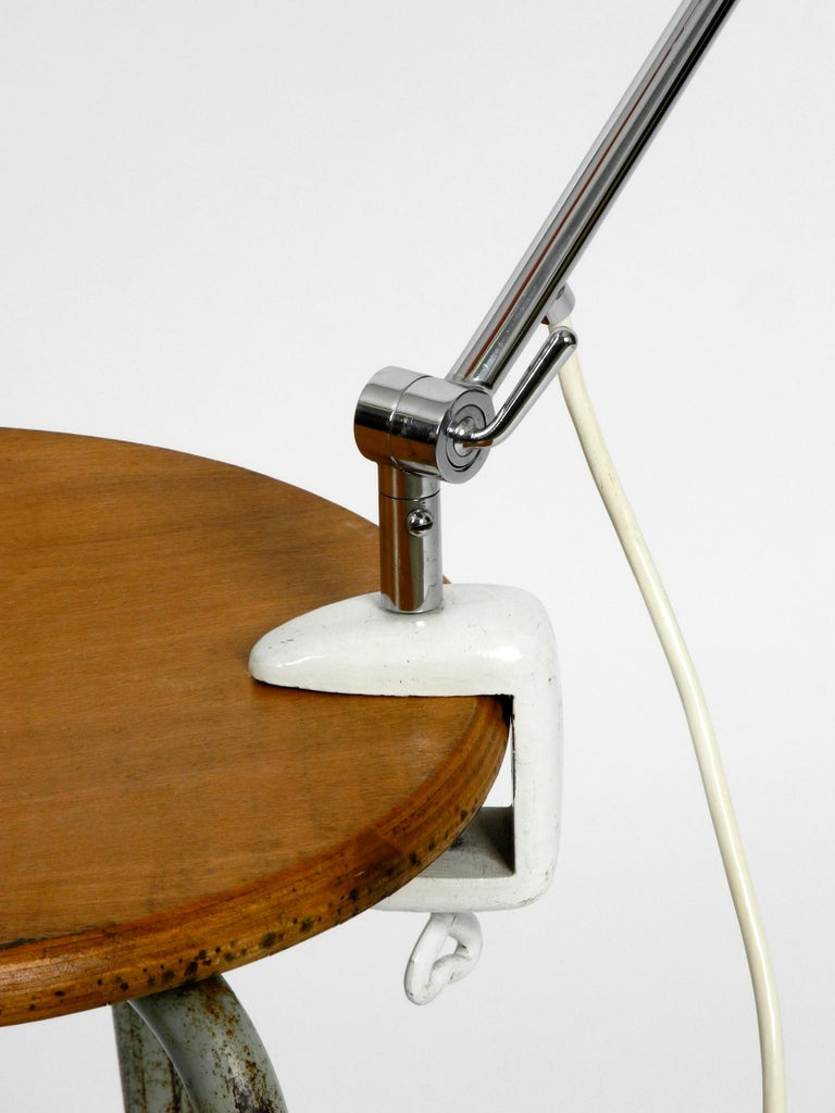 Elegant Italian Mid-Century Modern Brass Joint Clamp Lamp with Red Cone ...