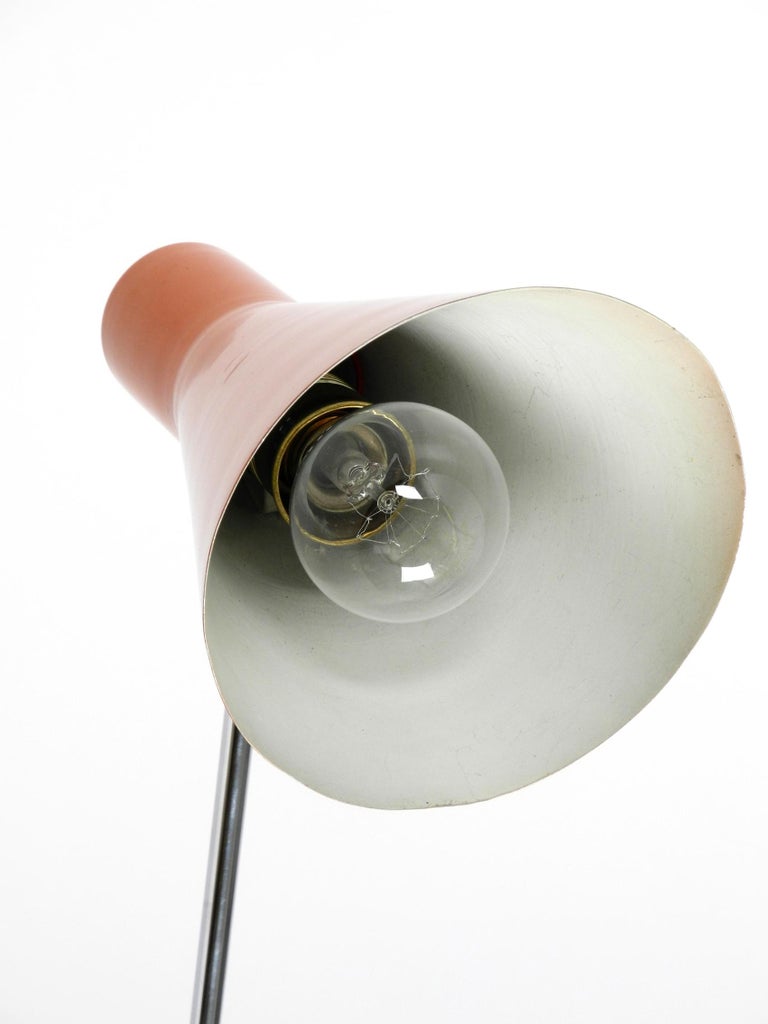 Elegant Italian Mid-Century Modern Brass Joint Clamp Lamp with Red Cone ...