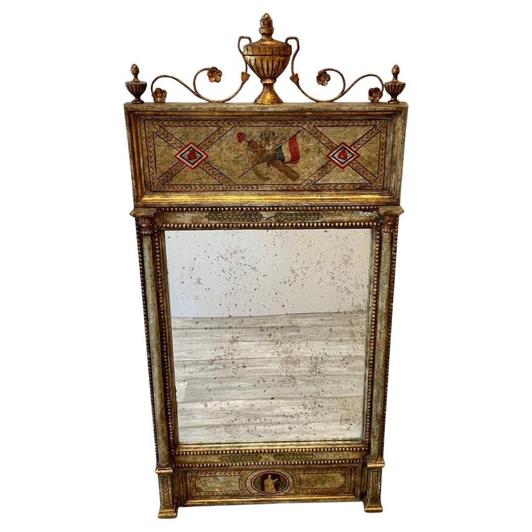 Elegant Italian Neoclassical Style Hand Painted Mirror with Aged Glass ...