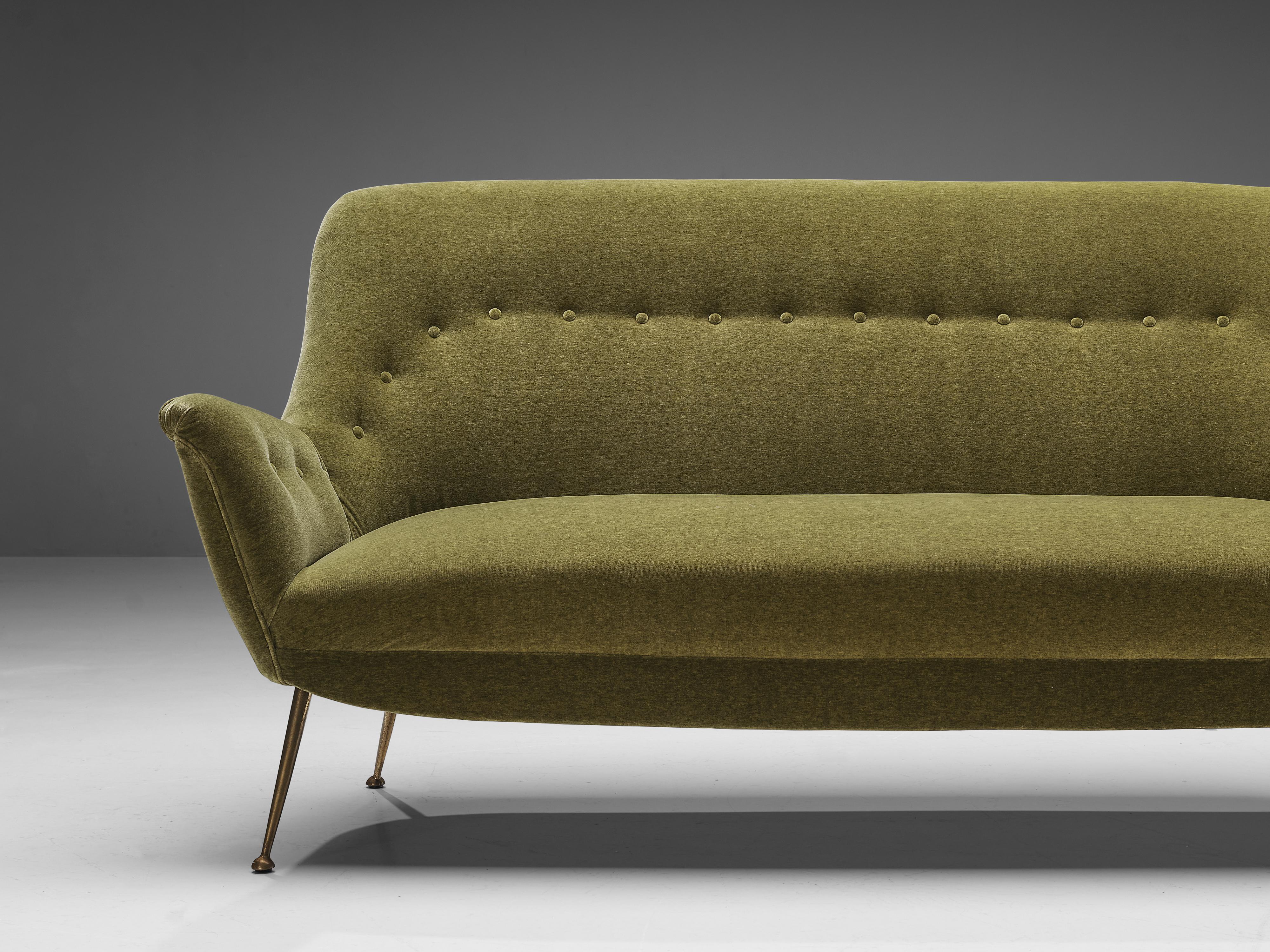 Elegant Italian Sofa in Green Velvet For Sale at 1stDibs | elegant sofa ...