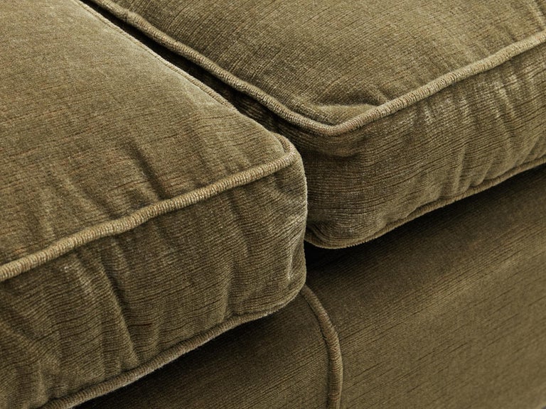 Elegant Italian Sofa in Khaki Green Velvet For Sale at 1stDibs