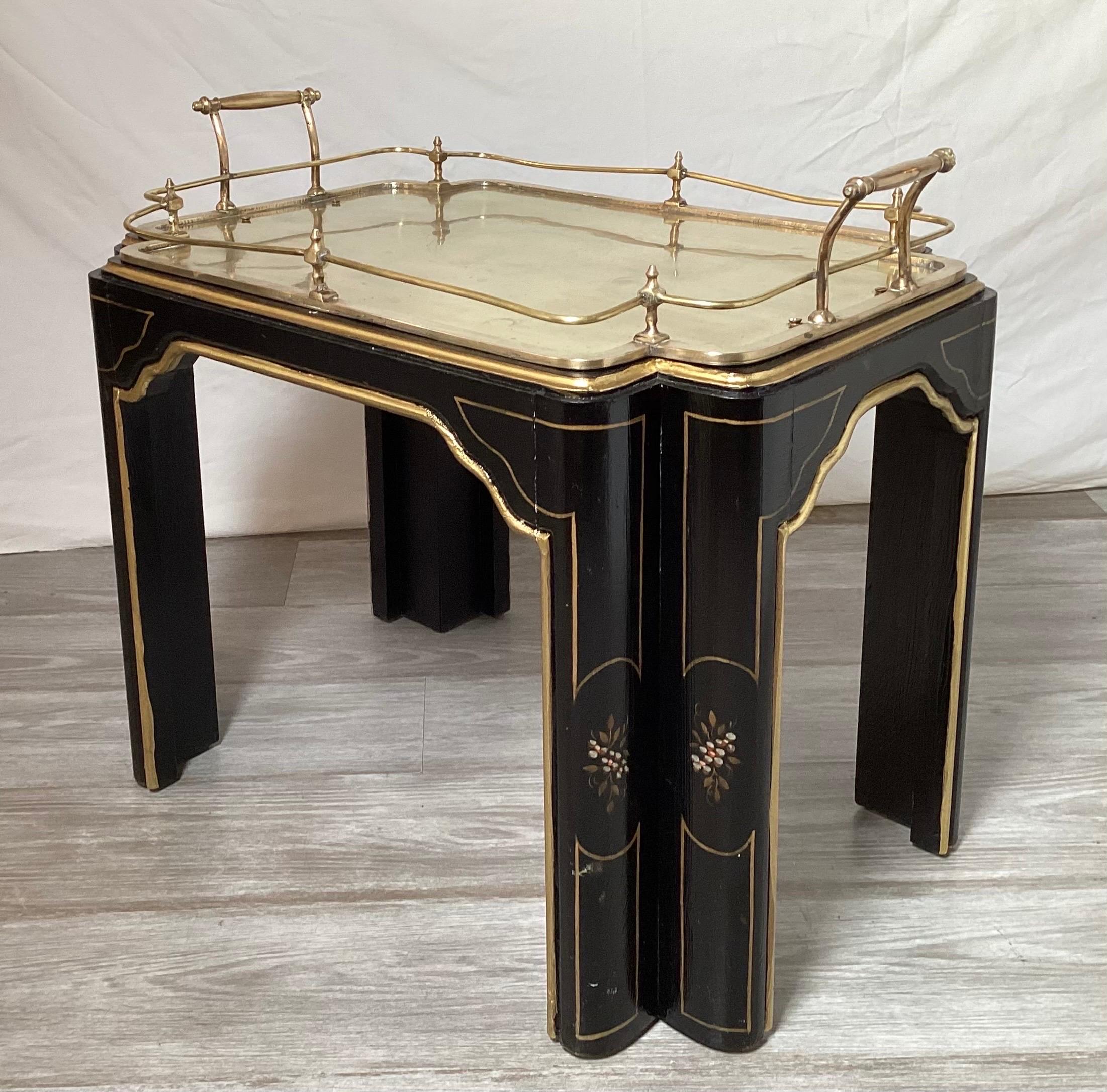 Elegant James Mont Style Chinoiserie Brass and Painted Cocktail Table ...