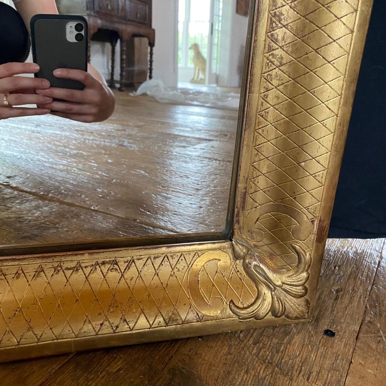 Elegant Large 19th Century French Gold Diamond Pattern Rectangular ...