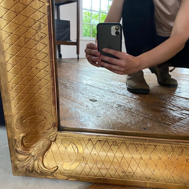 Elegant Large 19th Century French Gold Diamond Pattern Rectangular ...