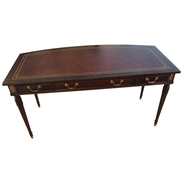 Elegant Leather Topped Mahogany Writing Desk with Curved Front at 1stDibs
