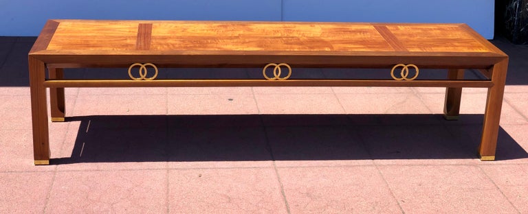 Elegant Long Coffee Table / Bench by Baker with Brass Accents at 1stDibs