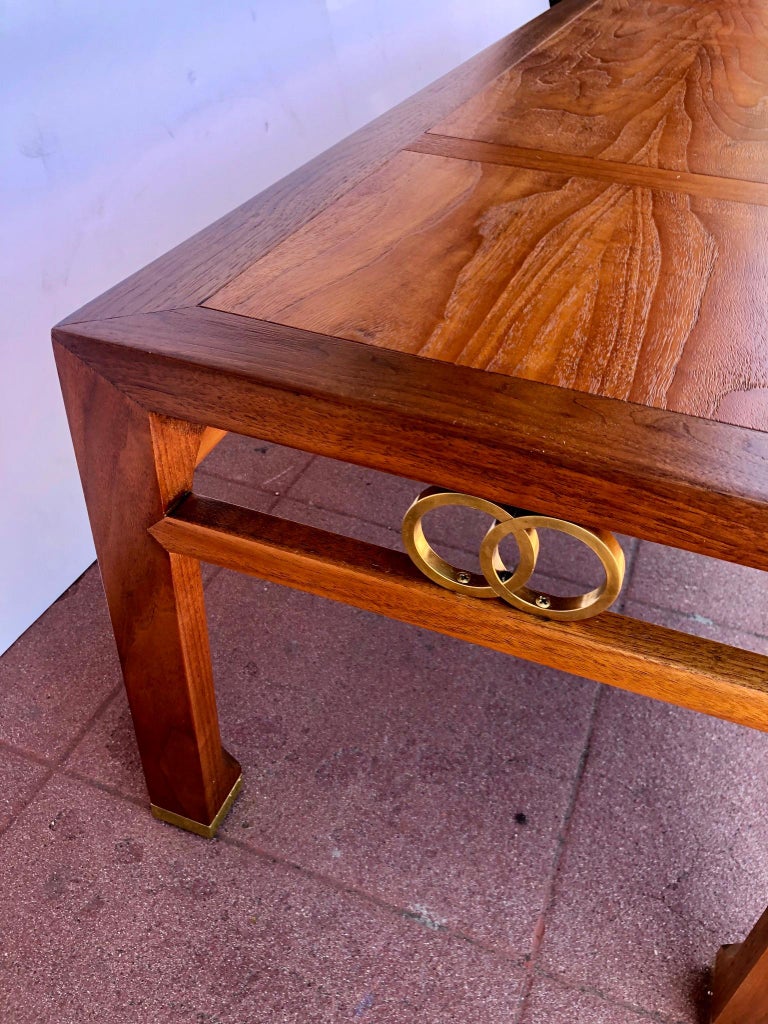 Elegant Long Coffee Table / Bench by Baker with Brass Accents at 1stDibs