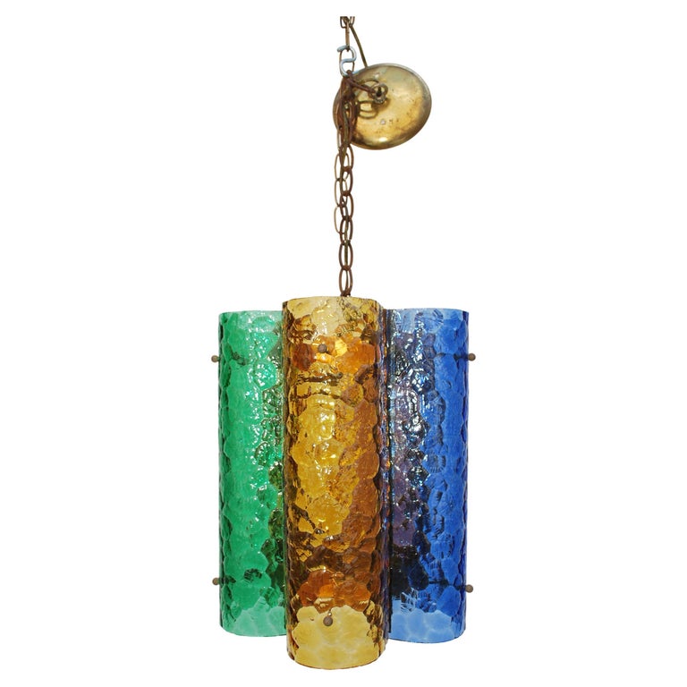Elegant Mid Century Four Color Glass Lights For Sale at 1stDibs
