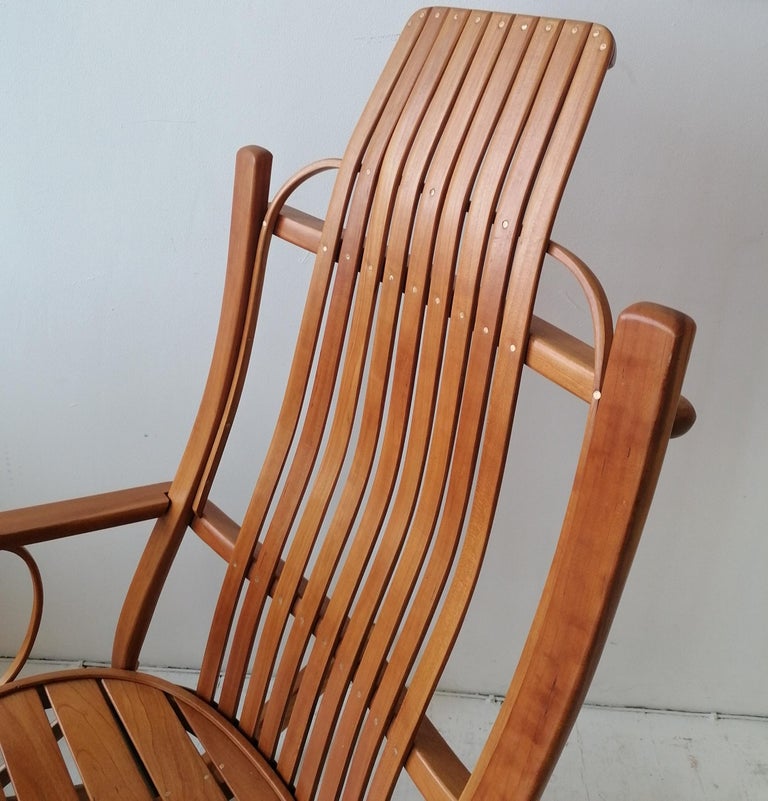 Elegant mid century walnut rocking chair / rocker, USA c1970s at 1stDibs