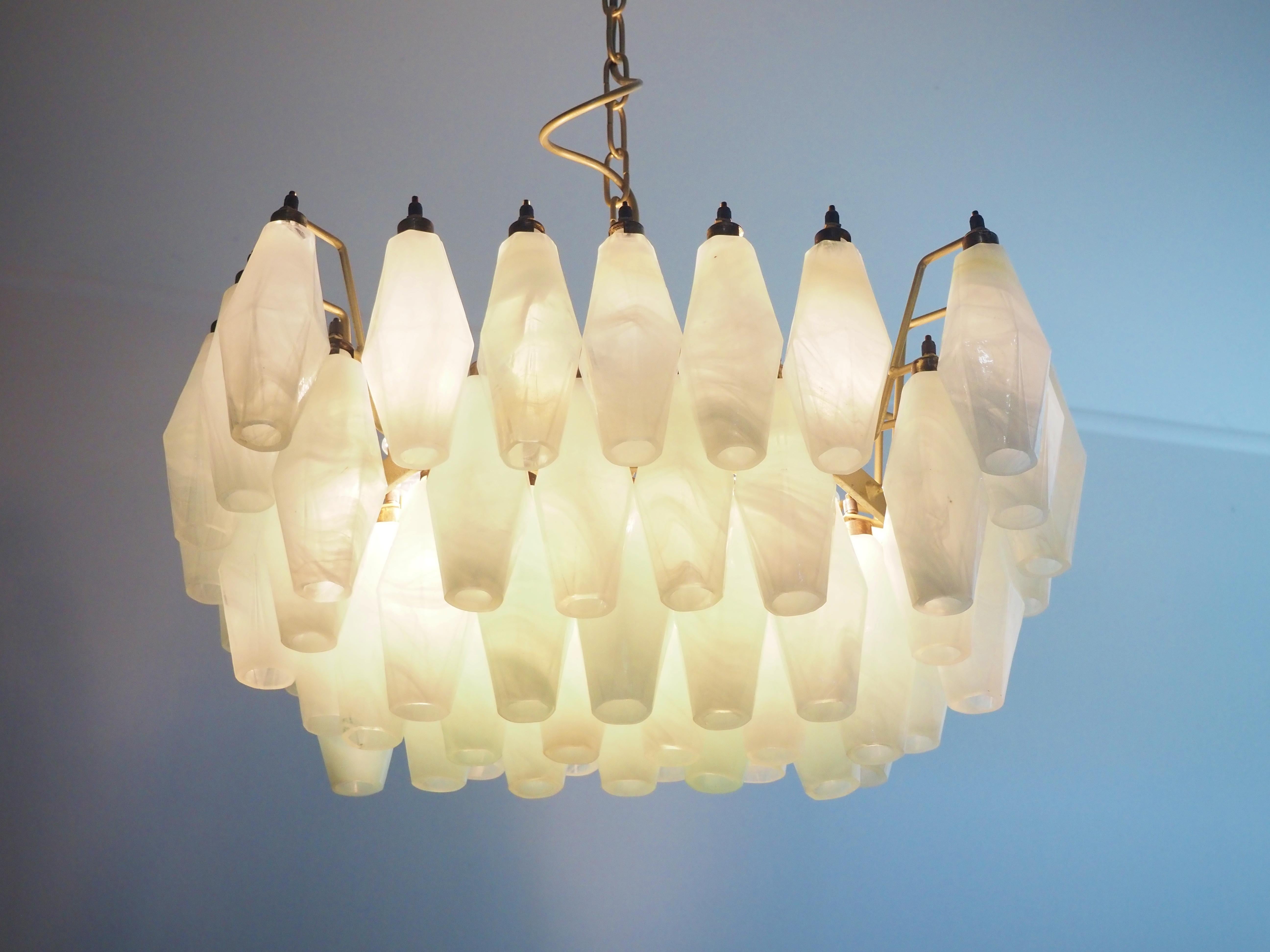 Elegant Murano Poliedri Chandelier - Carlo Scarpa - Rare Opalino ...