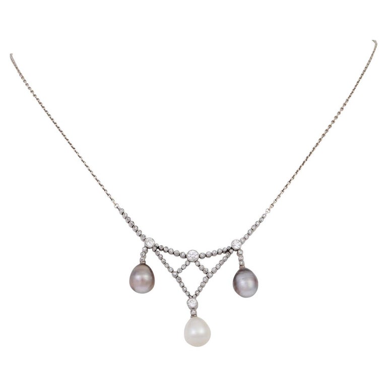 Elegant Necklace, Especially with 2 Gray and 1 White Cultured Pearl and ...