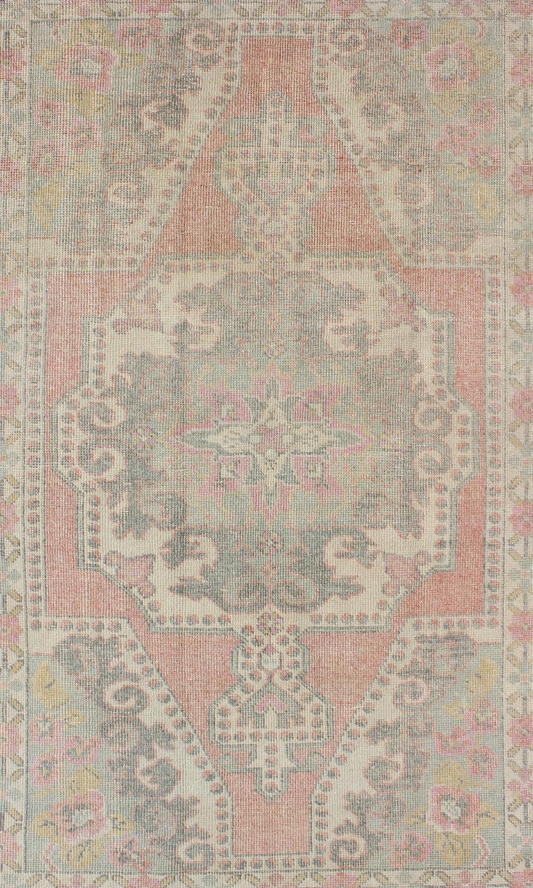 Elegant Oushak Rug From Turkey with Floral Medallion Design in light ...